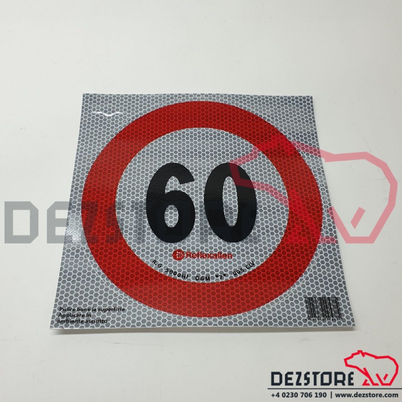 Autocolant reflectorizant de viteza 60 Km/h (d=20 mm) - cod OEM ...